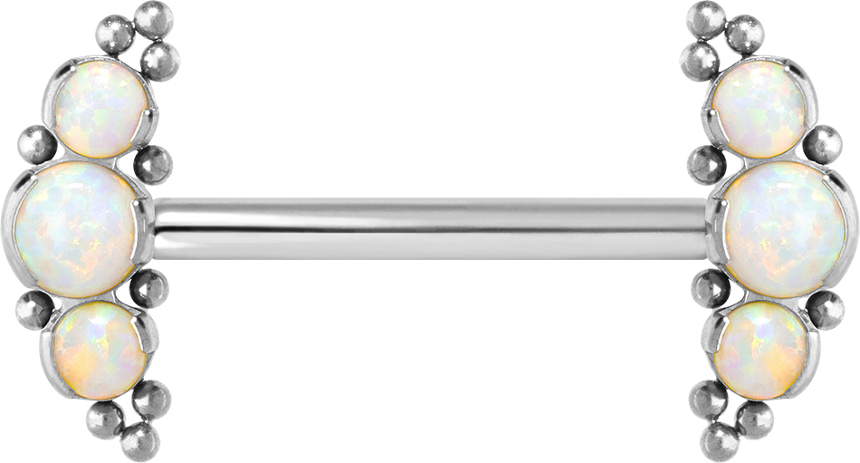 Titanium barbell with push fit 3 SYNTHETIC OPALS + BALLS | PIERCINGLINE